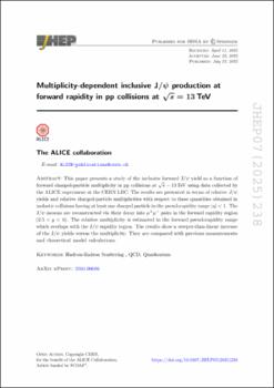 Multiplicity-dependent inclusive J/ψ production at forward rapidity in ...