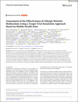 Assessment of the Effectiveness of Allergic Rhinitis Medications Using ...