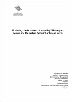 Nurturing plants instead of travelling? Urban gardening and the carbon ...